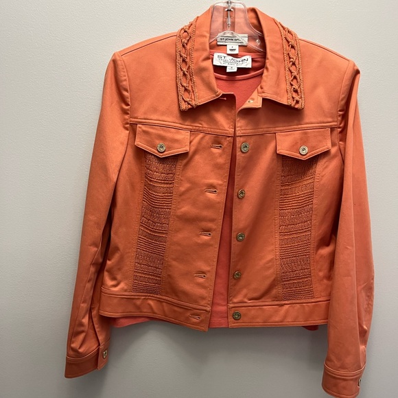St. John | Jackets & Coats | St John Sport Jacquard Coral Jacket | Poshmark